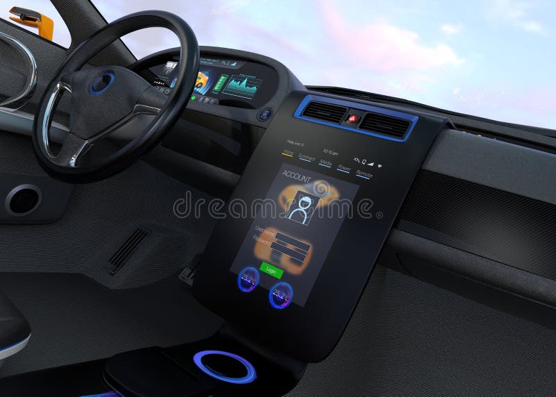 Electric Vehicle Center Console Concept Stock Illustration ...