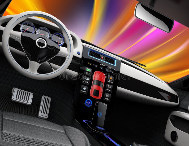 Electric Vehicle Center Console with Full Size Touch Panel Stock ...