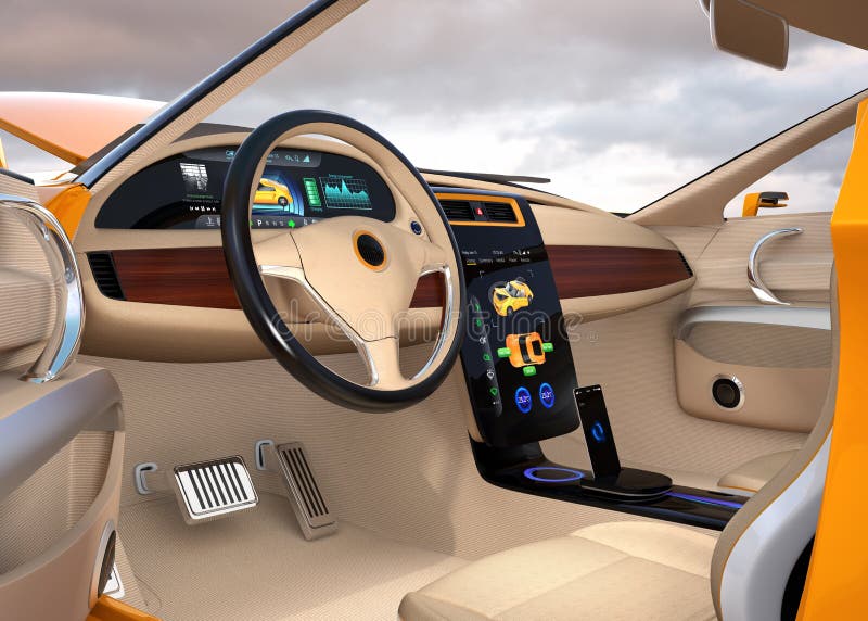 Electric Vehicle Center Display Interface Concept Stock Illustration ...