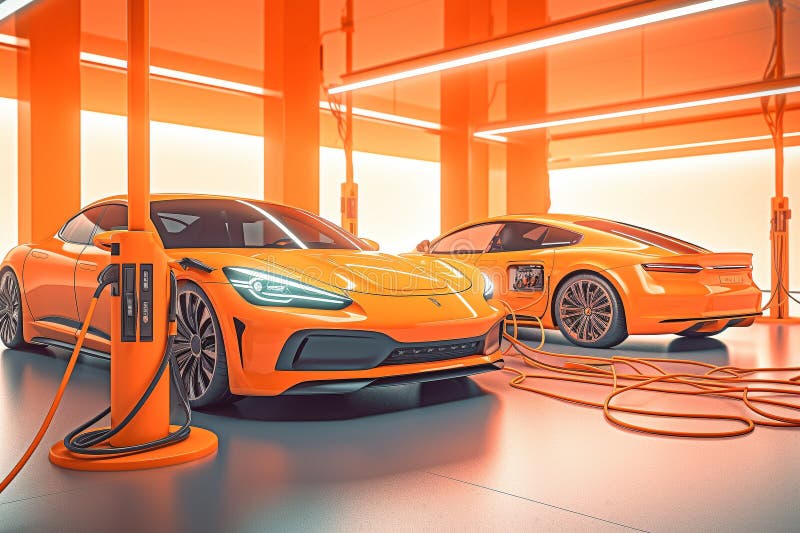 Electric Vehicle Charging, Conceptual Illustration, 3d Rendering ...