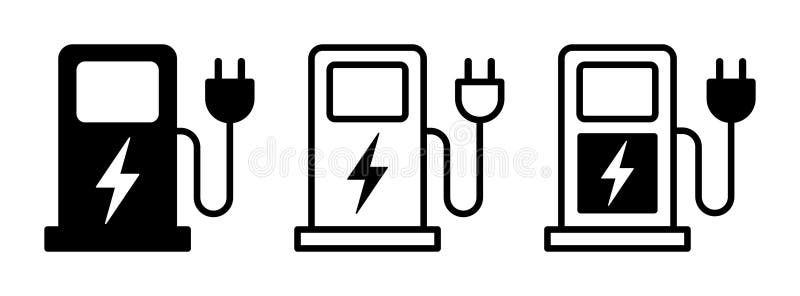 Electric Vehicle Charging Icon Stock Vector - Illustration of sign ...