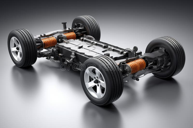 Electric Vehicle Chassis with a Battery Pack at the Base of the Power ...