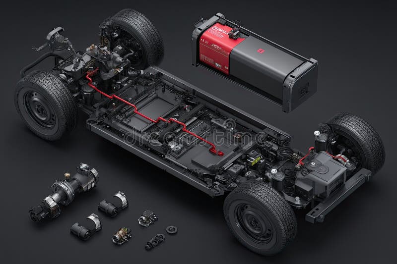 EV Chassis Anatomy stock illustration. Illustration of view - 389692405