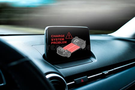 Electric Vehicle Dashboard Warning Charging System Problem Stock Photo ...