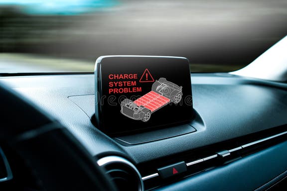Electric Vehicle Dashboard Warning Charging System Problem Stock Photo ...