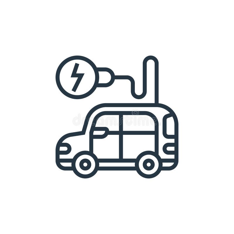 Electric Vehicle Icon Vector from Electric Vehicle Concept. Thin Line ...