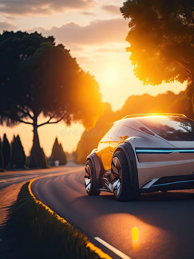 Electric Vehicle Prototype on the Road Bokeh. Ai Generative Stock ...