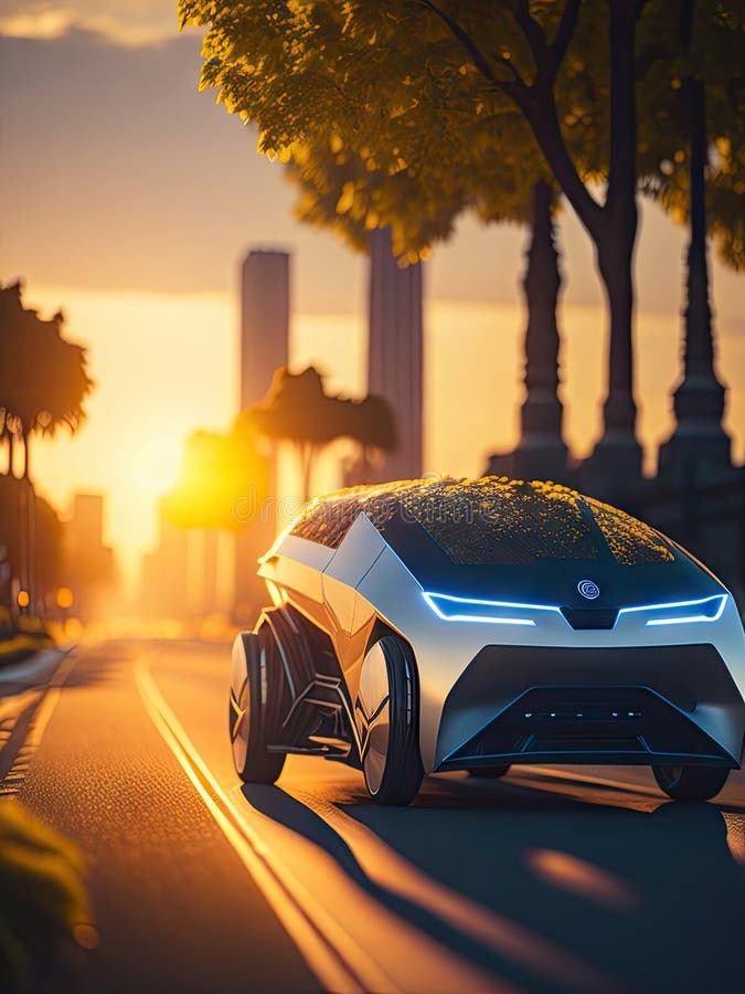 Electric Vehicle Prototype on the Road Bokeh. Ai Generative Stock ...