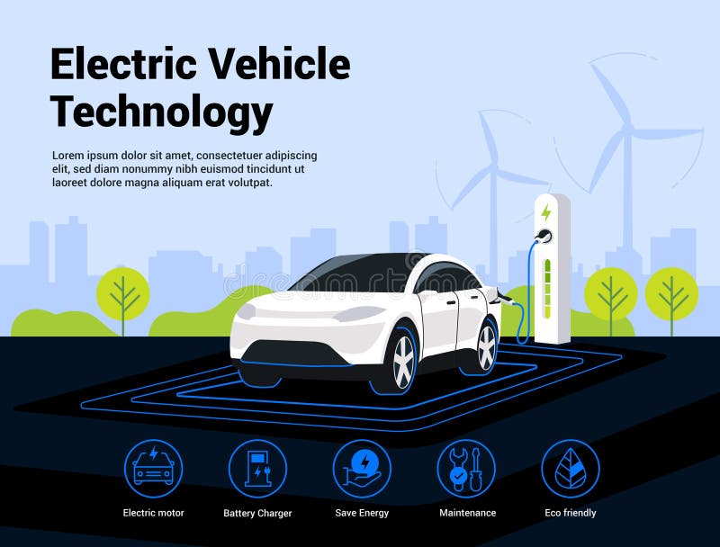 Electric Vehicle Technology Illustration Stock Vector - Illustration of ...
