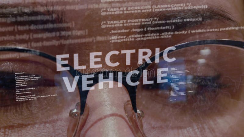 Electric Vehicle Text on Background of Developer Stock Video - Video of ...