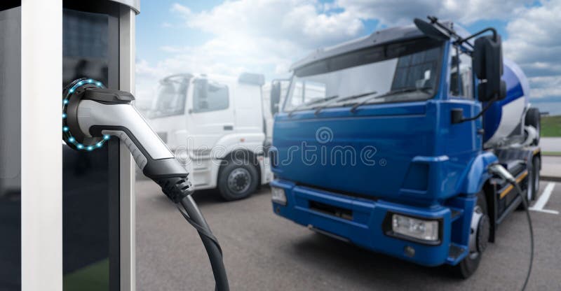 Charging an Electric Car at a Charging Station on a White Background ...
