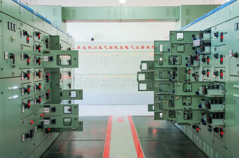 Electric Voltage Control Room of a Plant Stock Image - Image of factory ...