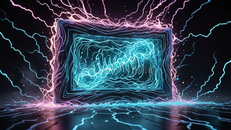 Electric Vortex in Neon Frame, Representing Energy and Digital Flow ...