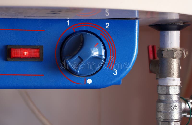 Electric Water Heater, Rotary Control Dial. Stock Image - Image of ...