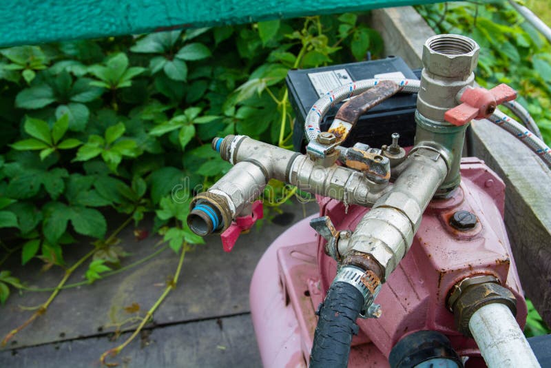 Electric Water Pump with Fittings. Stock Photo - Image of piping, metal ...
