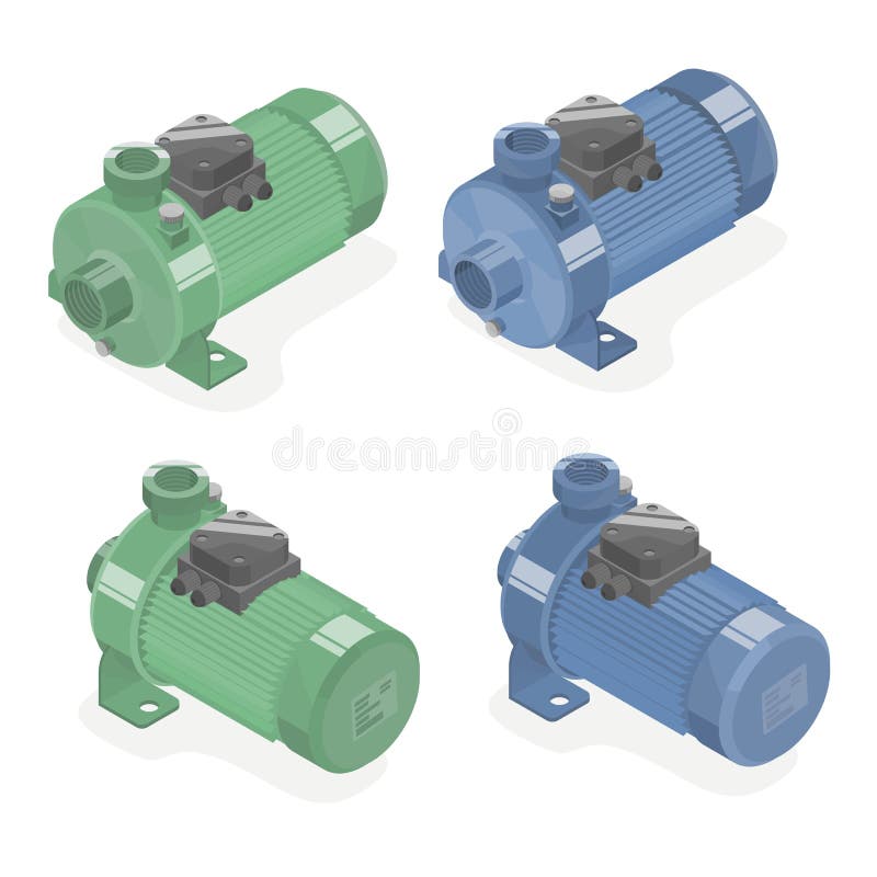Electric Water Pump Simple Isolate Isometric Stock Vector ...