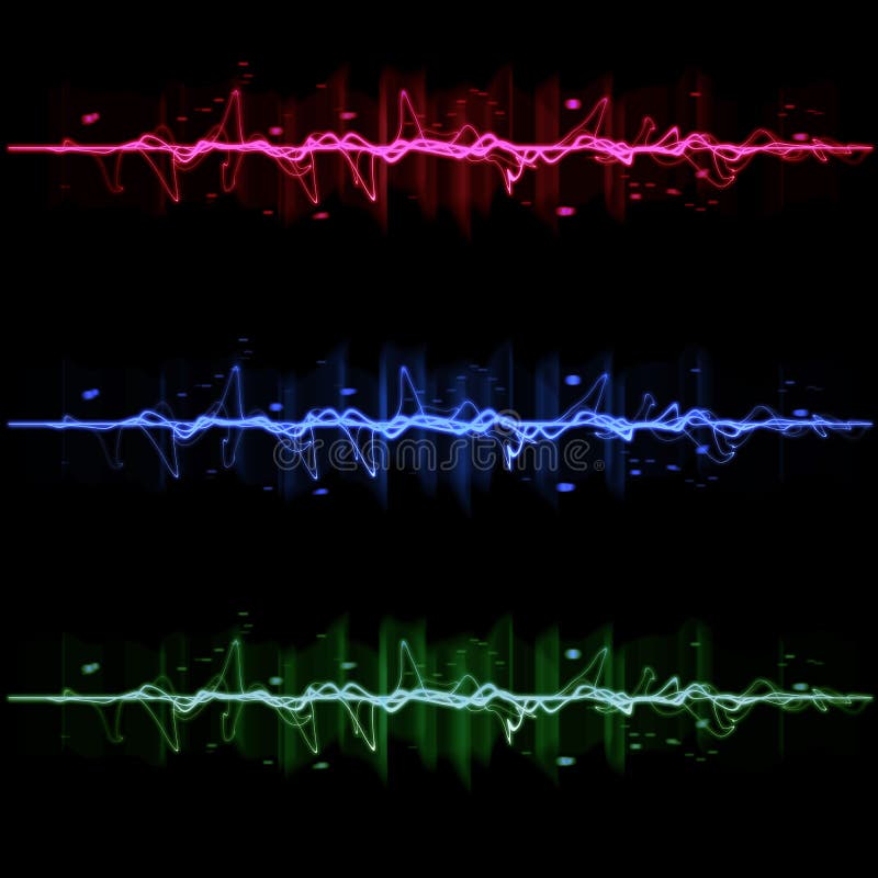 Electric Wave Pulse Collection Set Stock Illustration - Illustration of ...