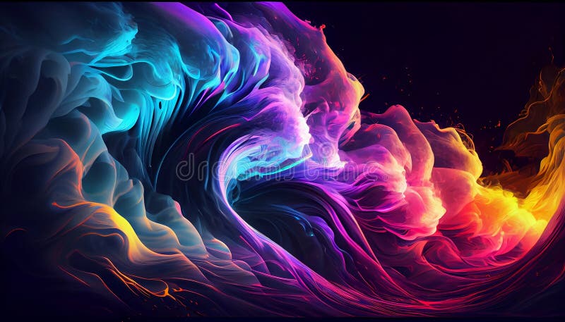 Generative AI, "Electric Waves": a Hypnotic and Energetic Vibrant Neon ...