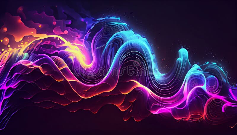 Generative AI, "Electric Waves": a Hypnotic and Energetic Vibrant Neon ...