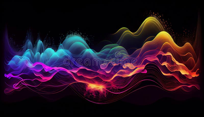 Generative AI, "Electric Waves": a Hypnotic and Energetic Vibrant Neon ...