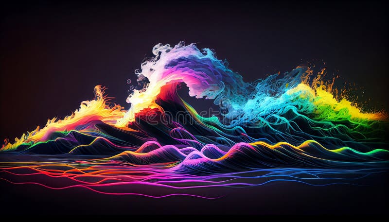 Generative AI, "Electric Waves": a Hypnotic and Energetic Vibrant Neon ...