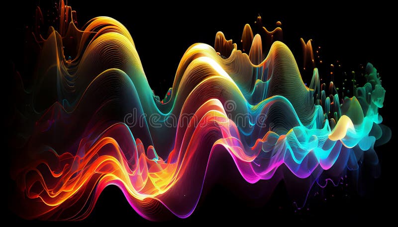 Generative AI, "Electric Waves": a Hypnotic and Energetic Vibrant Neon ...