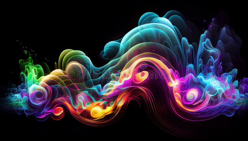 Generative AI, "Electric Waves": a Hypnotic and Energetic Vibrant Neon ...