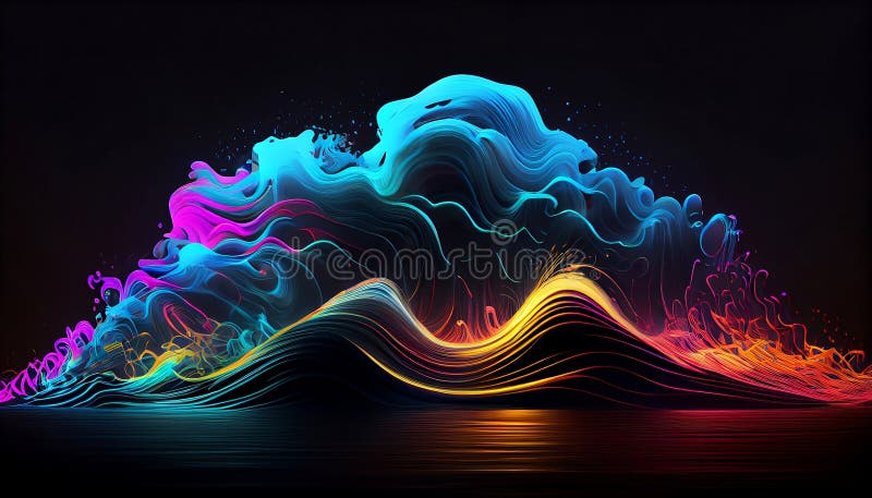 Generative AI, "Electric Waves": a Hypnotic and Energetic Vibrant Neon ...