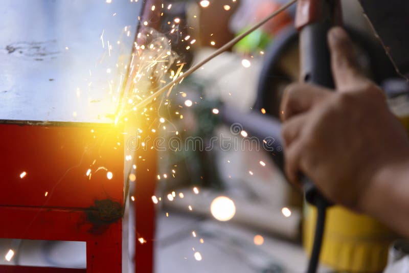 The Electric Welding Process.Arc Welding Process Stock Photo - Image of ...