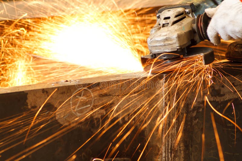 Unsafe Work - Using Grinding without Protection. Stock Image - Image of ...