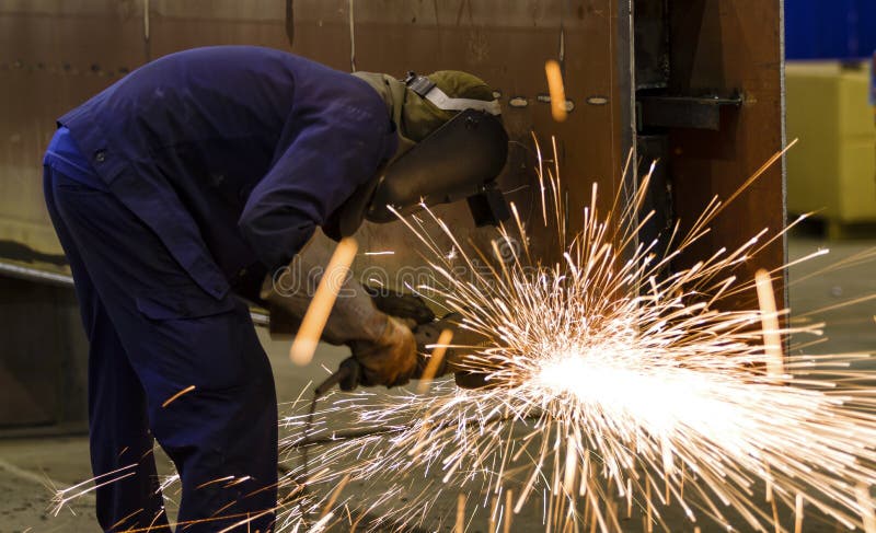 Electric Wheel Grinding on Steel Structure Stock Image - Image of ...