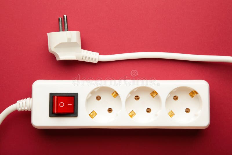 Electric White Portable Socket on Red Background Stock Image - Image of ...
