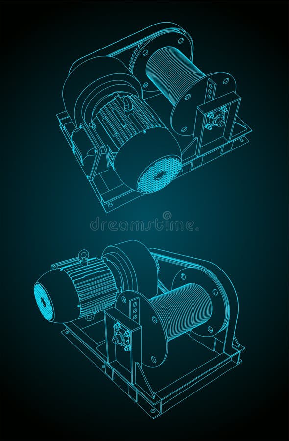 Electric winch drawings stock vector. Illustration of load - 253060225