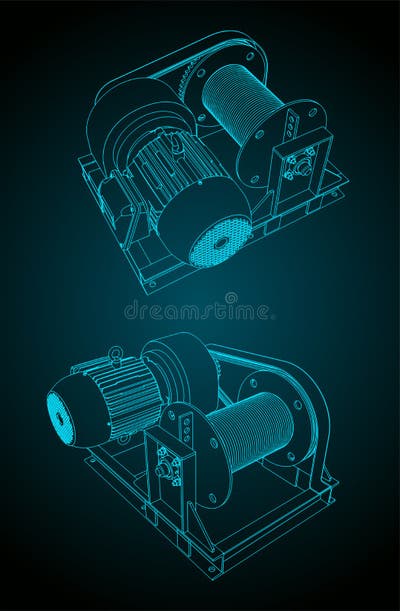 Electric winch drawings stock vector. Illustration of load - 253060225