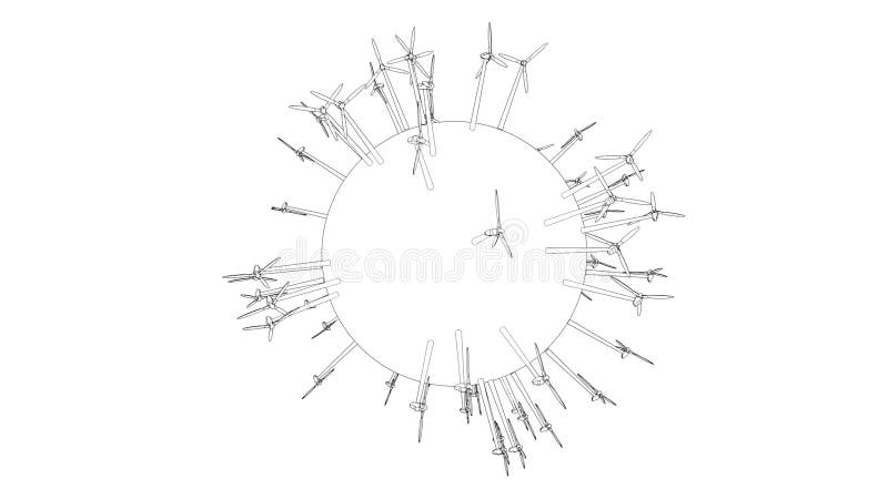 Electric Wind Turbines on Sphere Stock Footage - Video of windmill ...