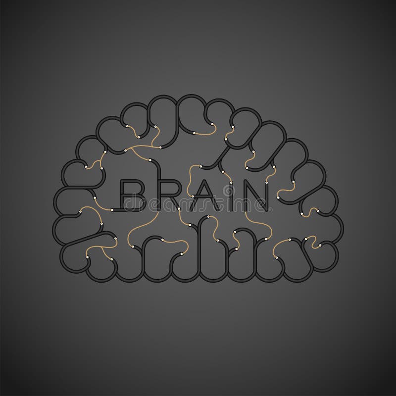 Electric Wire Cable Brain Black Color Connect Concept Design with Brain ...
