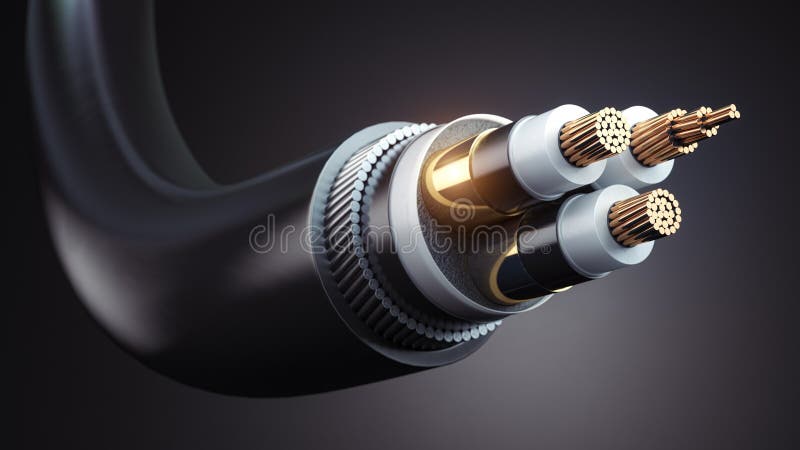 Electric Wire Cable Structure. Armored Submarine Copper Electric Cable ...