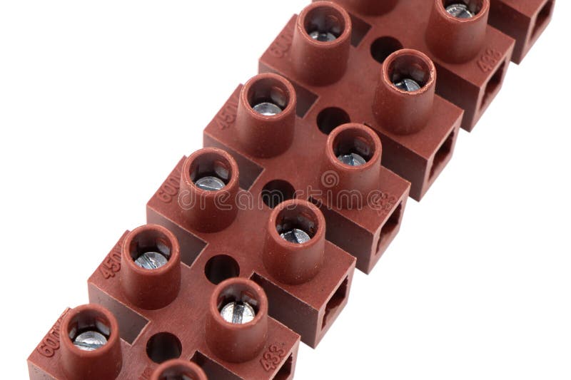 Electric Wire Connectors Terminal Strip Isolated on White Background ...