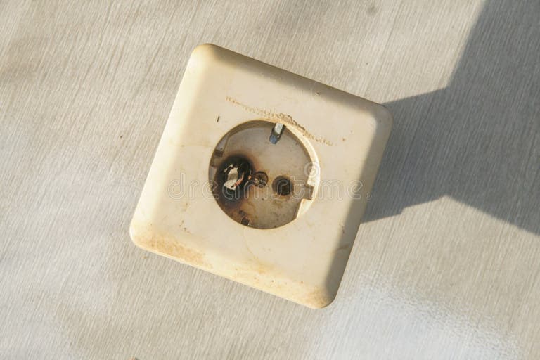 An Indoor Electrical Plug Caught Fire and Melted Stock Image - Image of ...