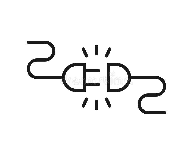 Electric Wire with Plug and Socket Icon. Electrical Connection Symbol ...