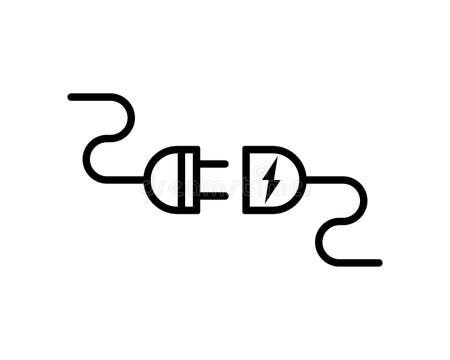Electric Wire with Plug and Socket Icon. Electrical Connection Symbol ...