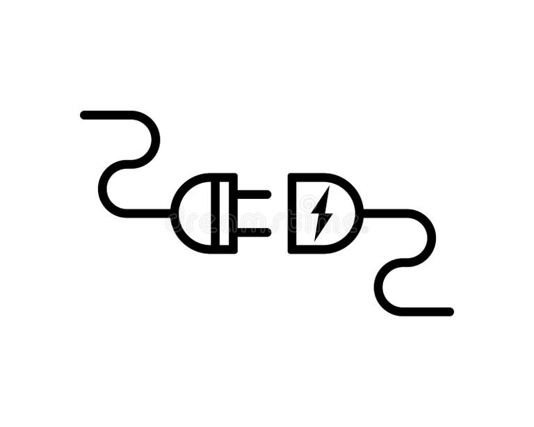 Electric Wire with Plug and Socket Icon. Electrical Connection Symbol ...