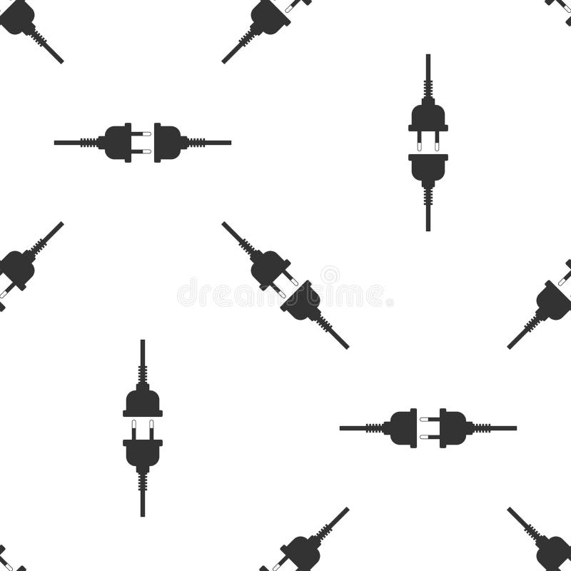 Electric Wire Plug and Socket Icon Seamless Pattern on White Background ...