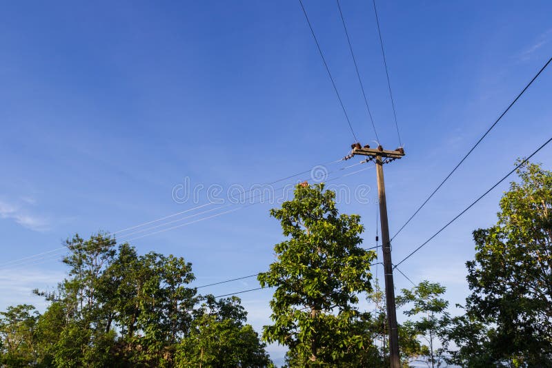 Electric wire on the post stock image. Image of technology - 74861119