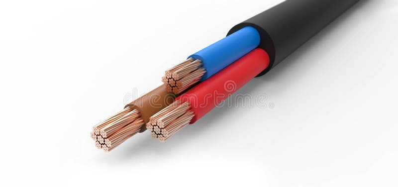 Electric Wire with Three Cables Stock Illustration - Illustration of ...