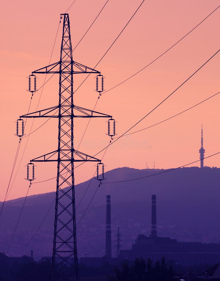 Wire Tower on Green Moutain Stock Image - Image of engineering ...