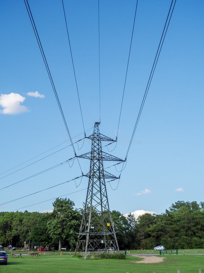 Electric Wire Electric Tower on Clear Sky Background Stock Image ...