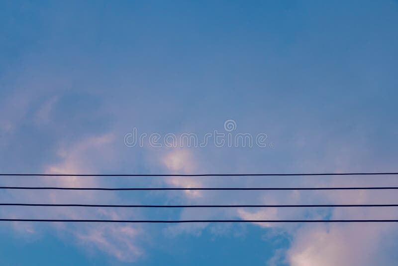 Electric Wires on Blue Sky at Evening Stock Photo - Image of cool ...