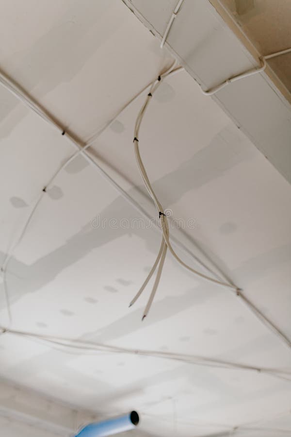 Electric Wires Network Mounted on Ceiling Stock Image - Image of ...