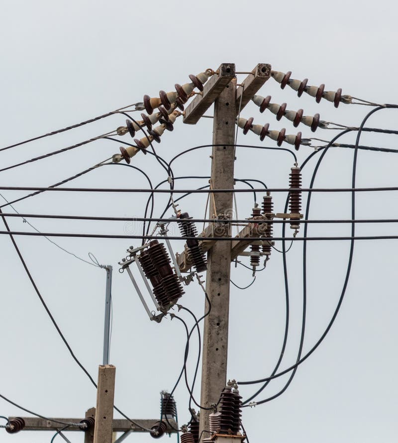 Electric Wires on Poles in the City Stock Photo - Image of construction ...